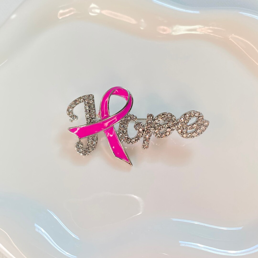 Pink Ribbon Brooch Hope Brooch Breast Cancer Brooch Etsy