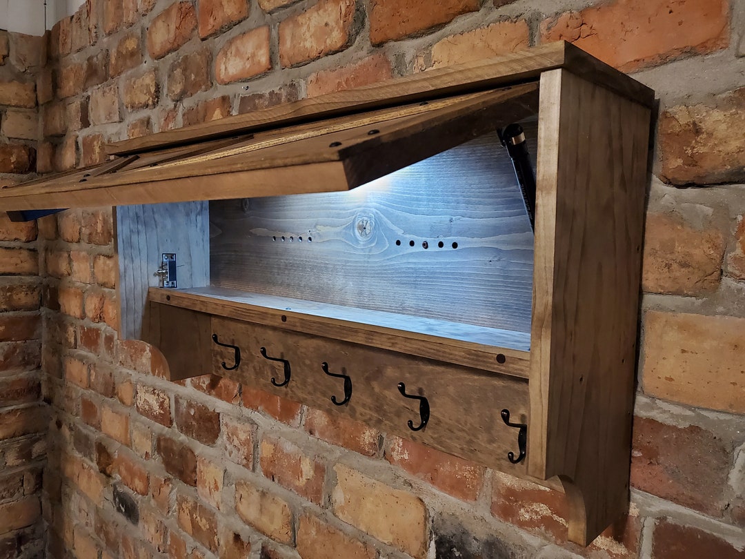 RFID Locking Wall Shelf With Hangers: 36/40in Hidden Compartment - Etsy