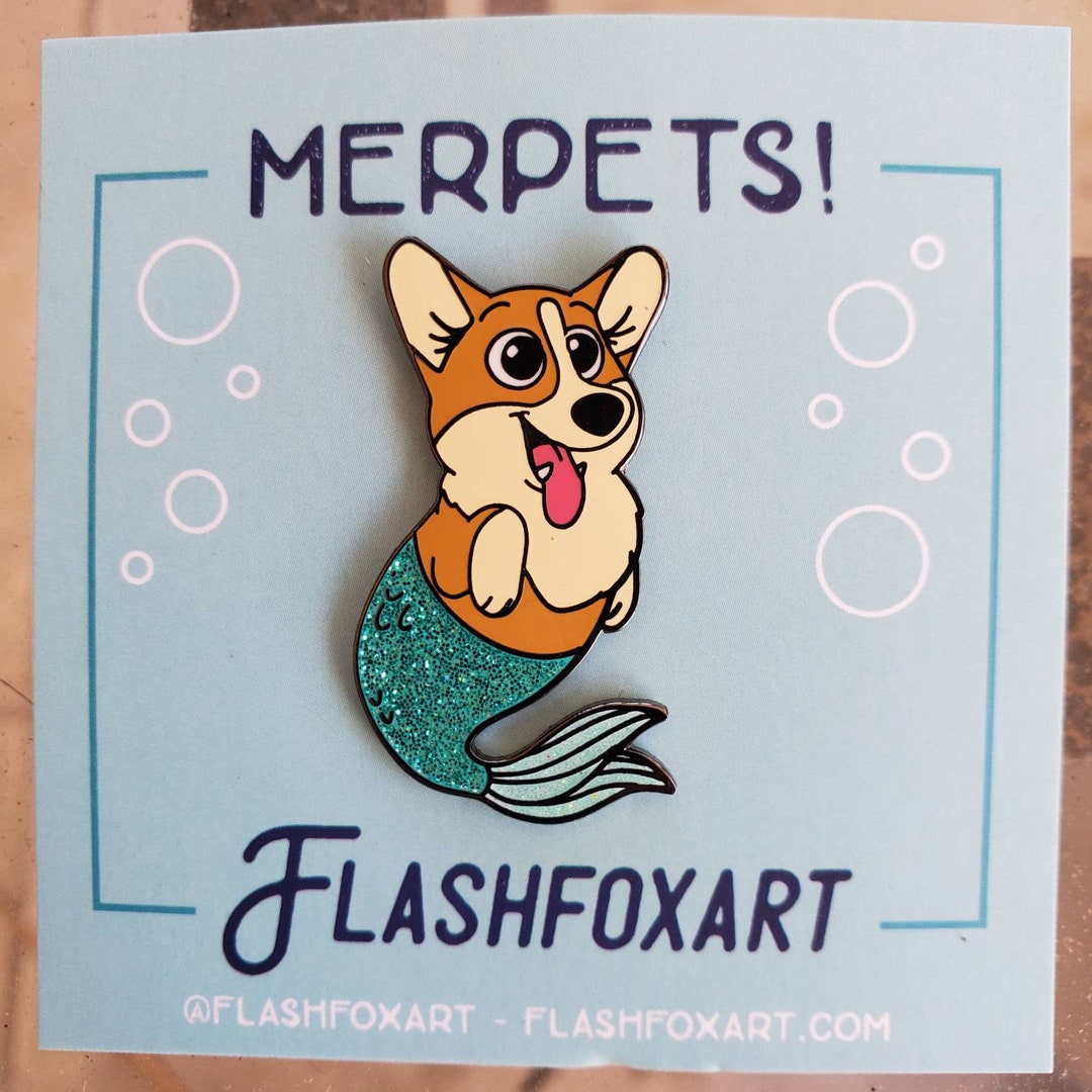 Merpets Corgi Mermaid Enamel Pins - Etsy