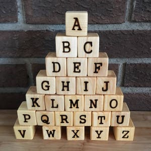 Wood Alphabet Blocks / Wood Blocks / Alphabet Blocks / Natural - Etsy
