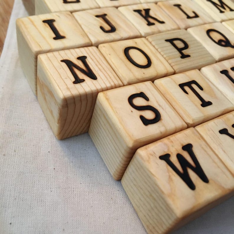Wood Alphabet Blocks / Wood Blocks / Alphabet Blocks / Natural - Etsy