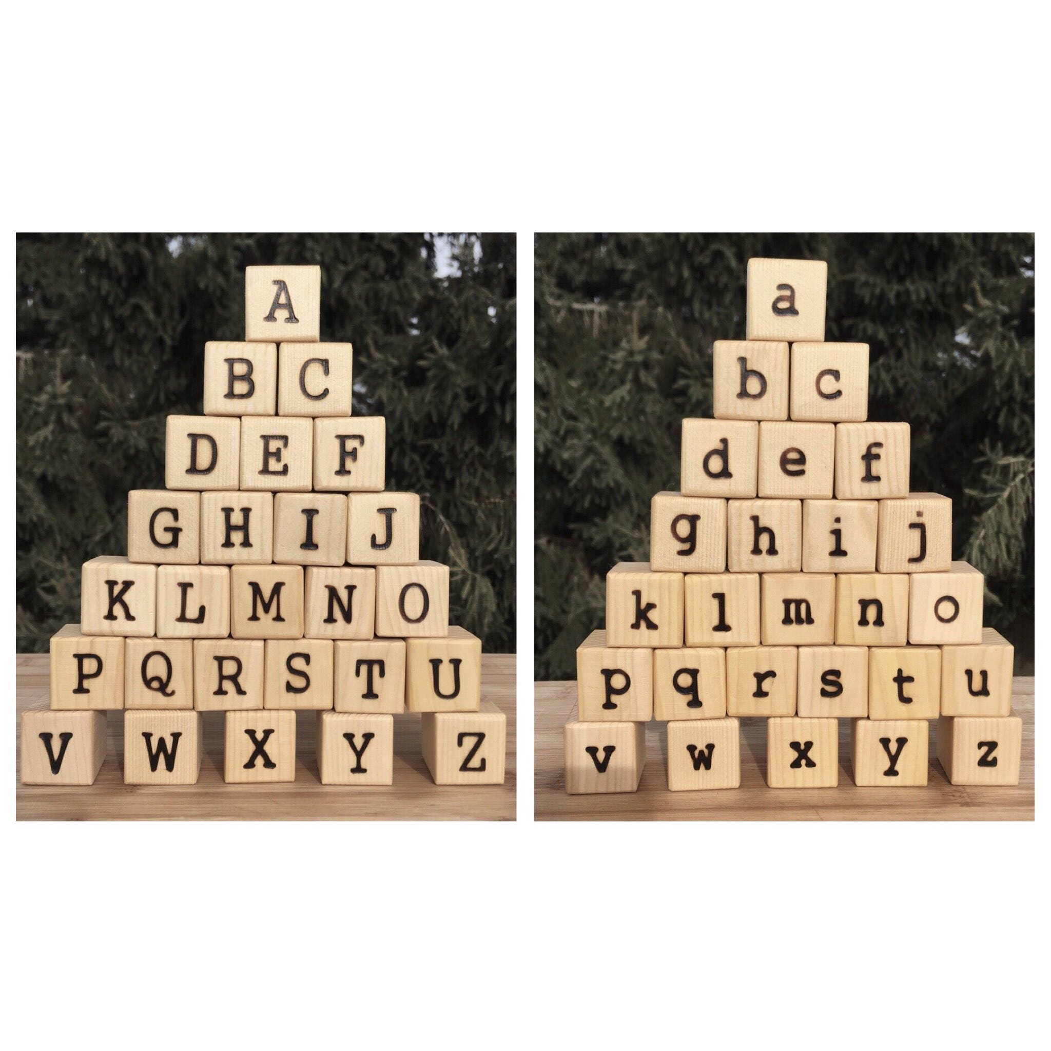 Wood Alphabet Blocks / Wood Blocks / Alphabet Blocks / Natural - Etsy