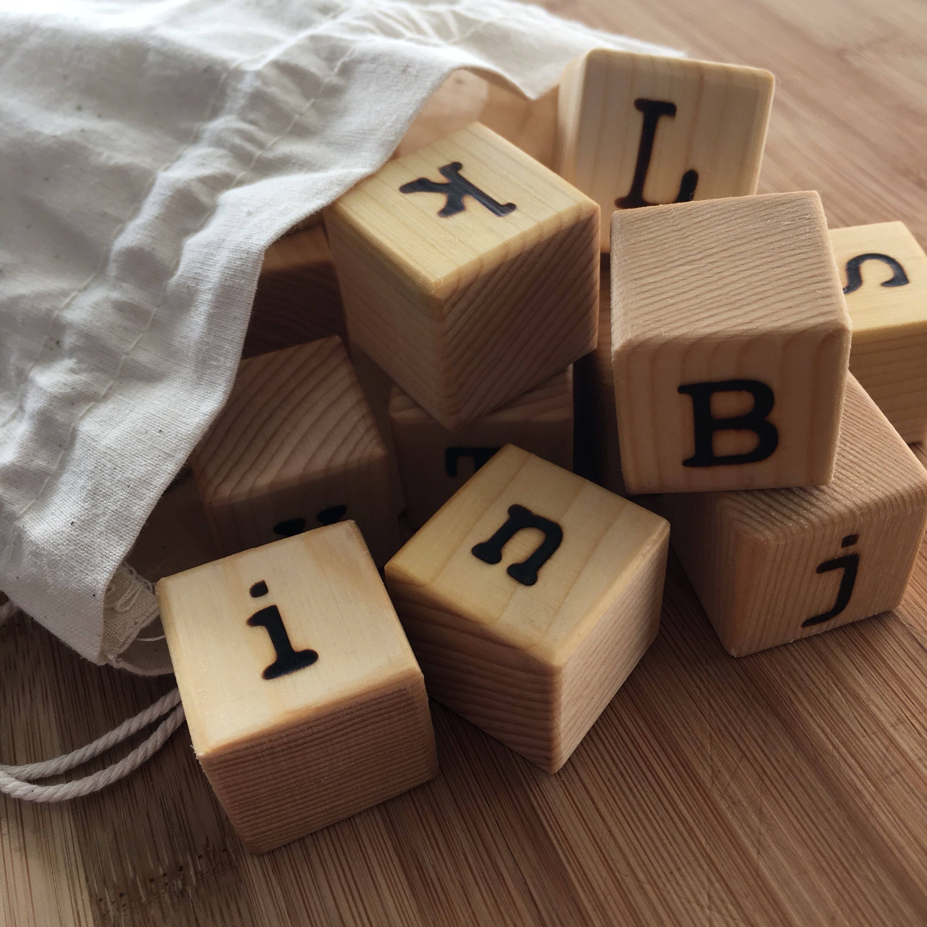 Wood Alphabet Blocks / Wood Blocks / Alphabet Blocks / Natural - Etsy