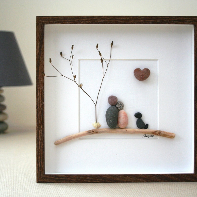 Pebble Art Dog and Family - Etsy