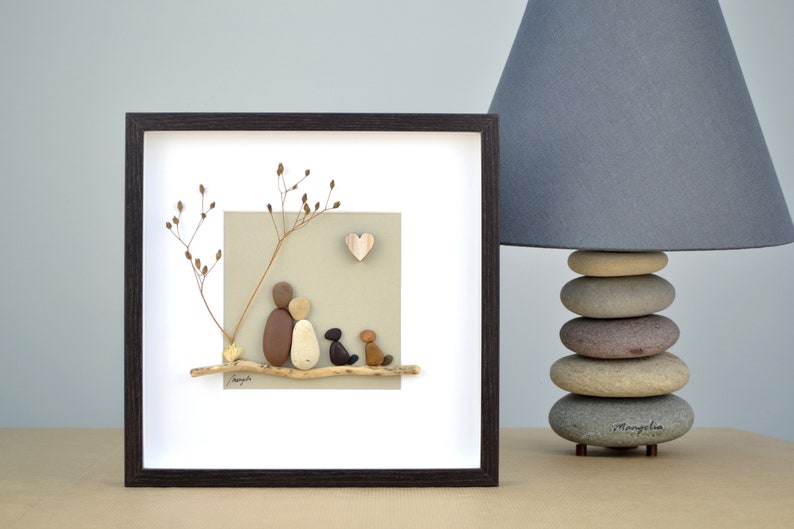 Pebble Art Couple With 2 Dogs Pebble Art Family of 2 With - Etsy UK