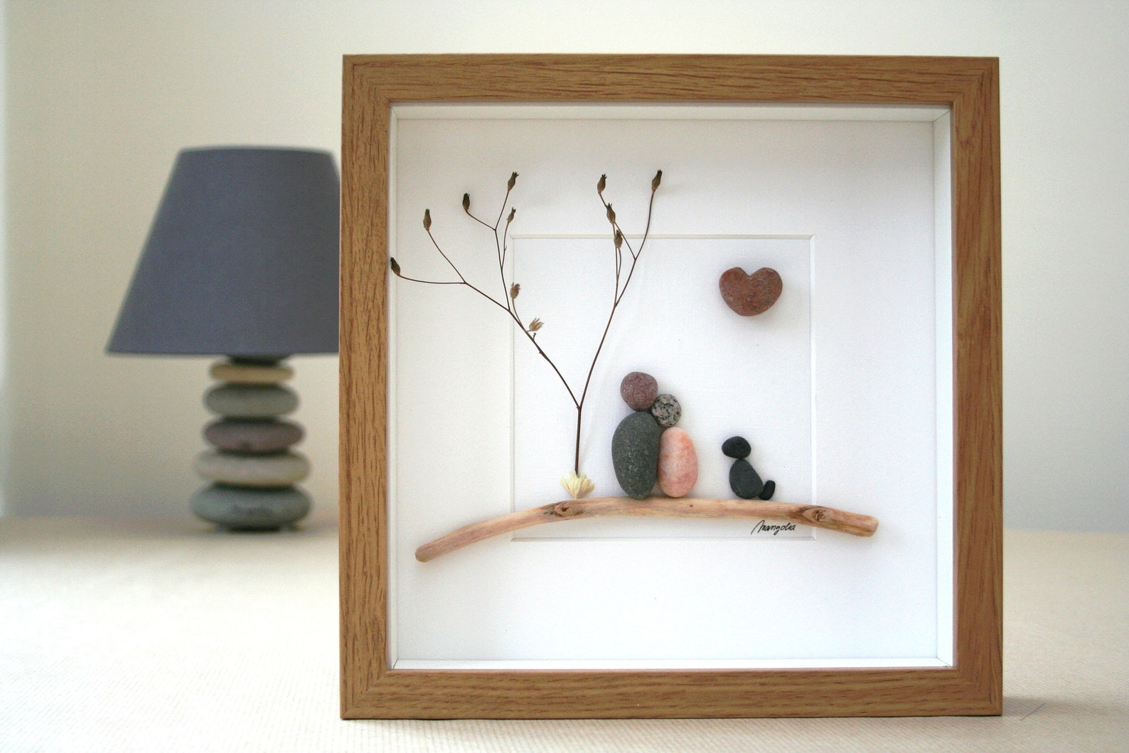 Pebble Art Couple With Dog Pebble Art Couple Pebble Art | Etsy