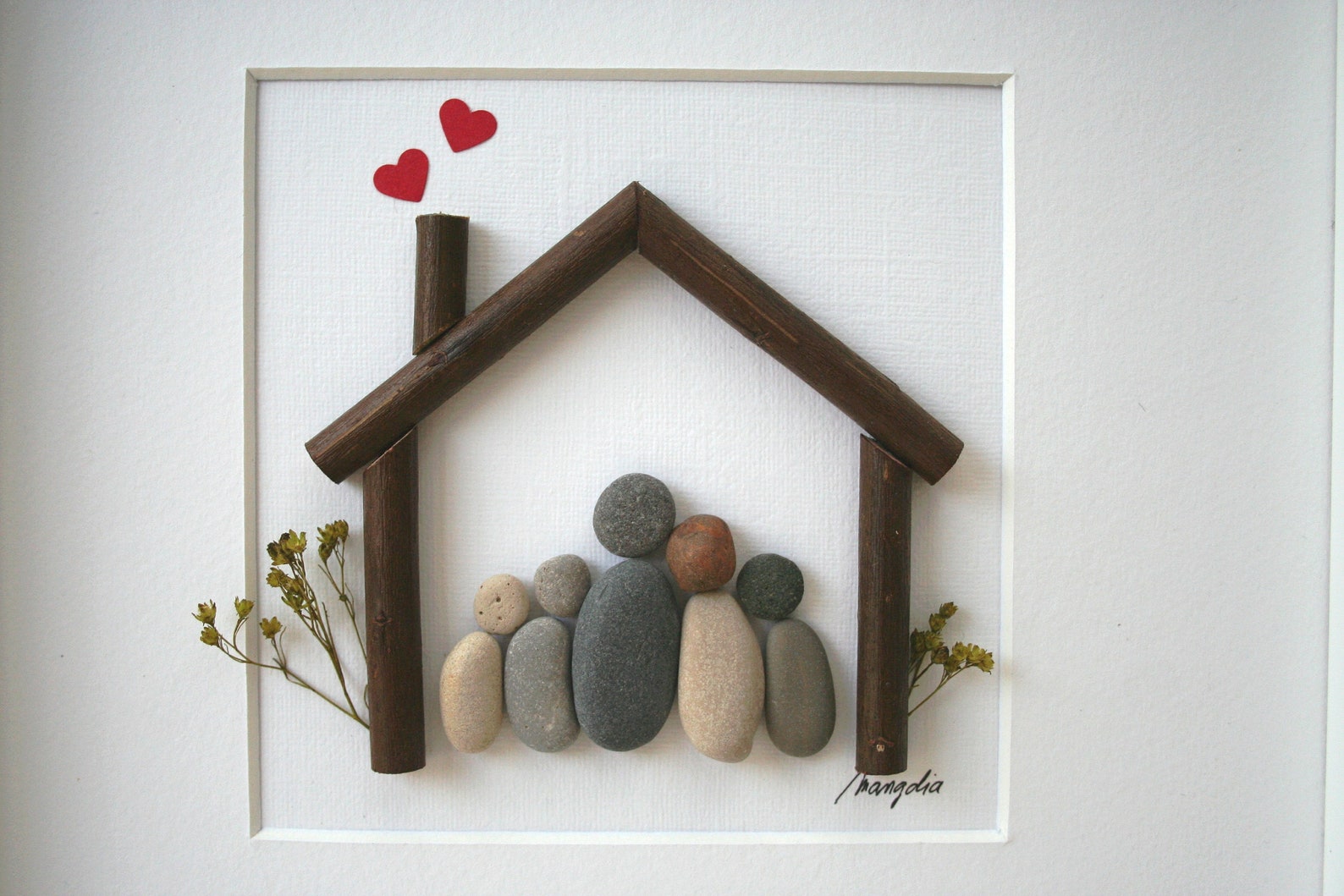 Pebble Art New Home Pebble Art Family of 5 Pebble Art - Etsy