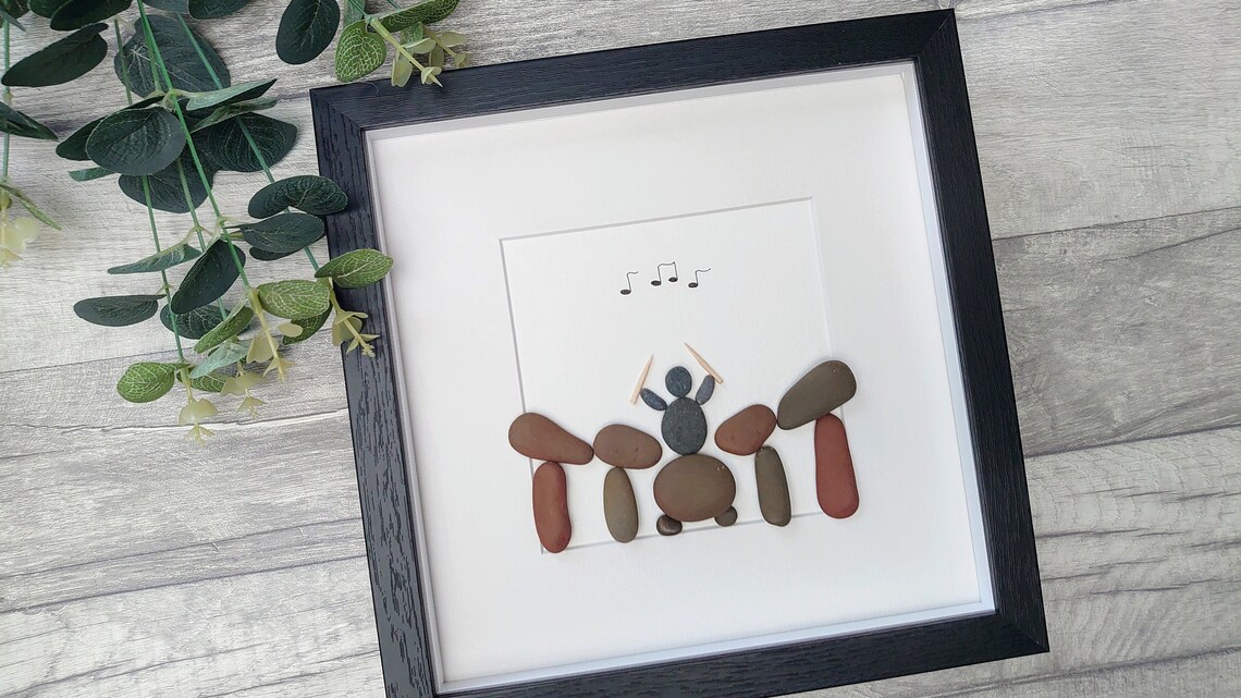 Pebble Art Drummer, Pebble Art Drum Kit, Drummer Gift, Drummer Pebble ...