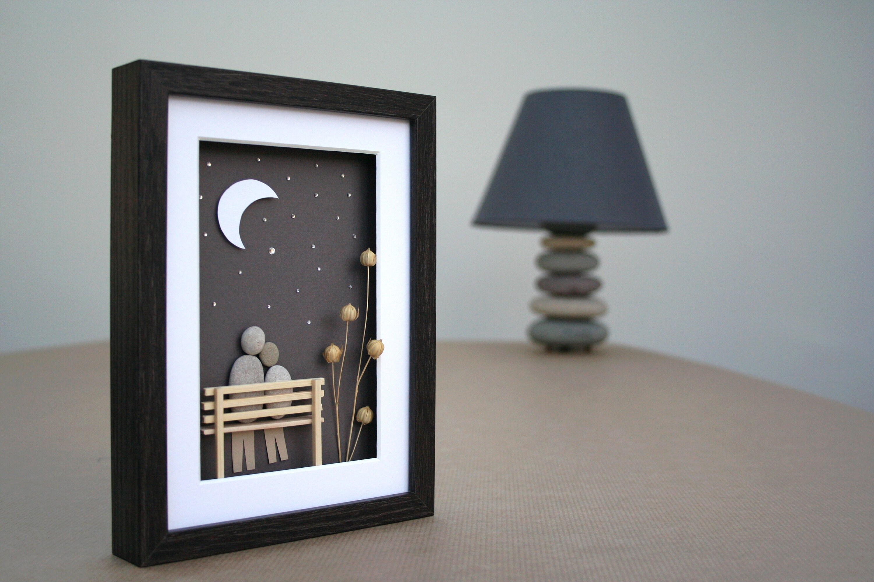 Pebble art couple Pebble art picture Pebble art family of 2 | Etsy