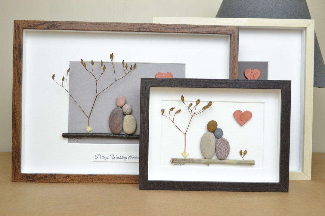 9th 9 Years Pottery Wedding Anniversary Pebble Art Picture 9 - Etsy