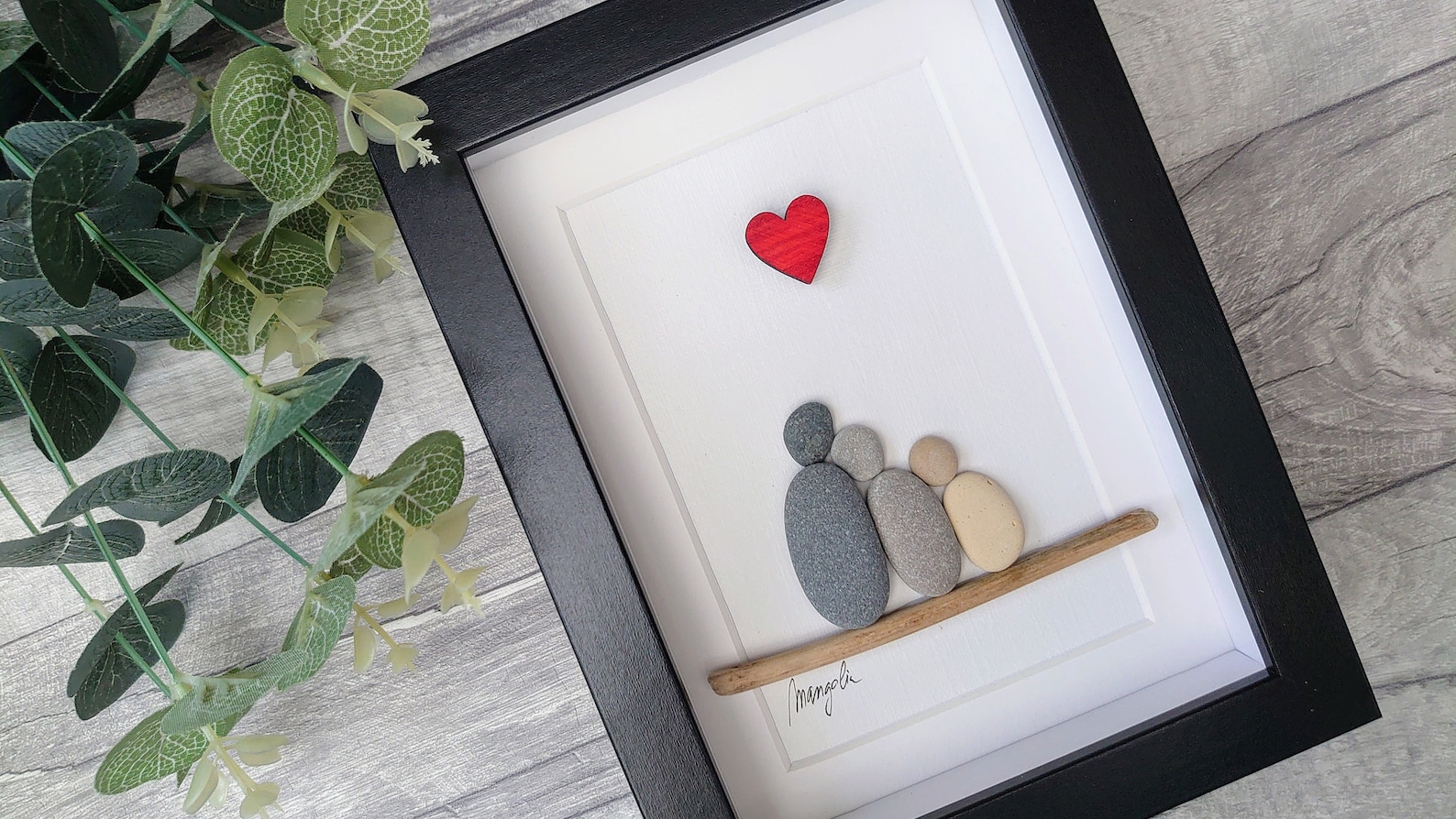 Pebble Art Family of 3, Pebble Art Picture, Pebble Art Family of Three ...