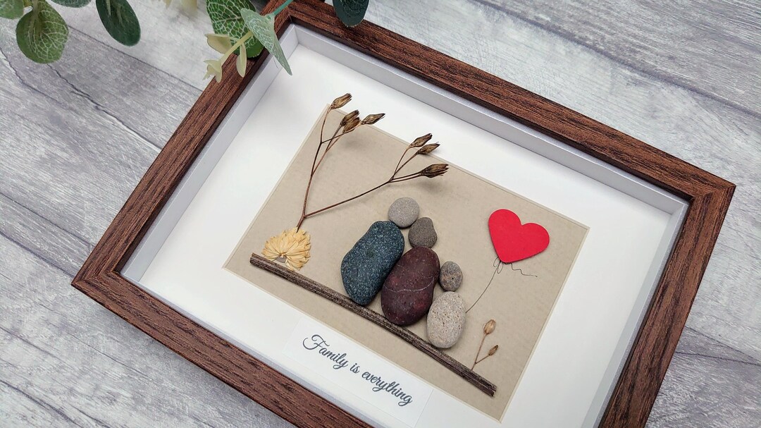 Original Pebble Art Family of 3, Pebble Art Picture, Pebble Art Family ...