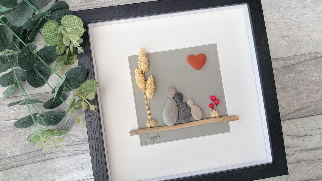 Pebble Art Family of 3, Pebble Art Picture, Pebble Art Couple With ...