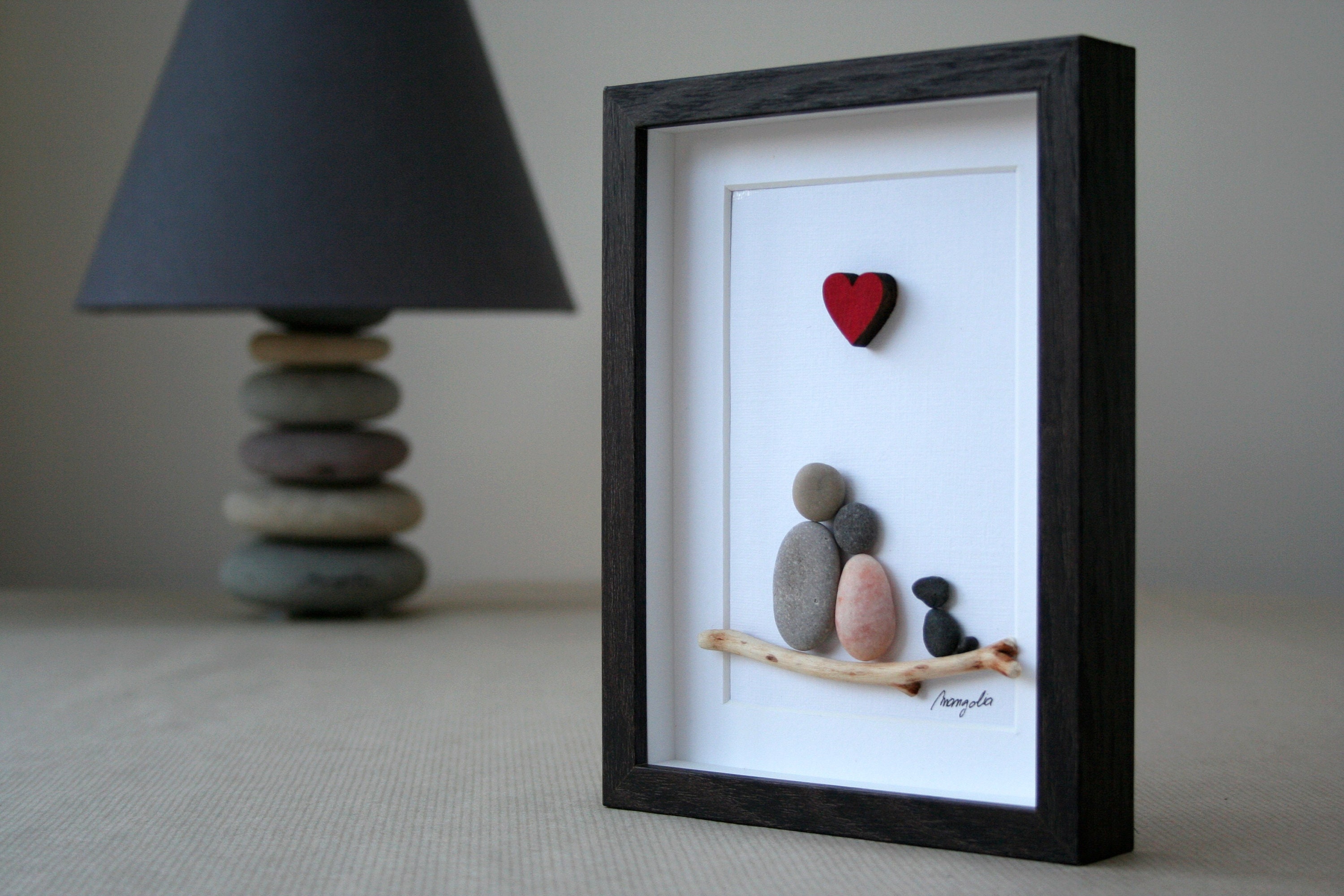 Pebble art couple with dog Pebble art picture Pebble art | Etsy