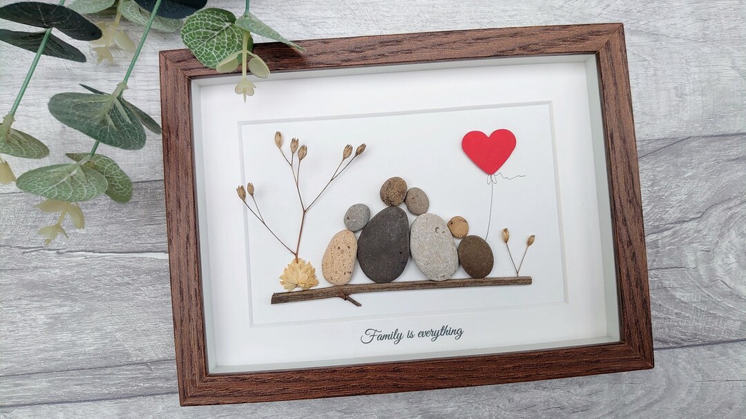 Original Pebble Art Family of 4, Pebble Art Picture, Pebble Art Family ...
