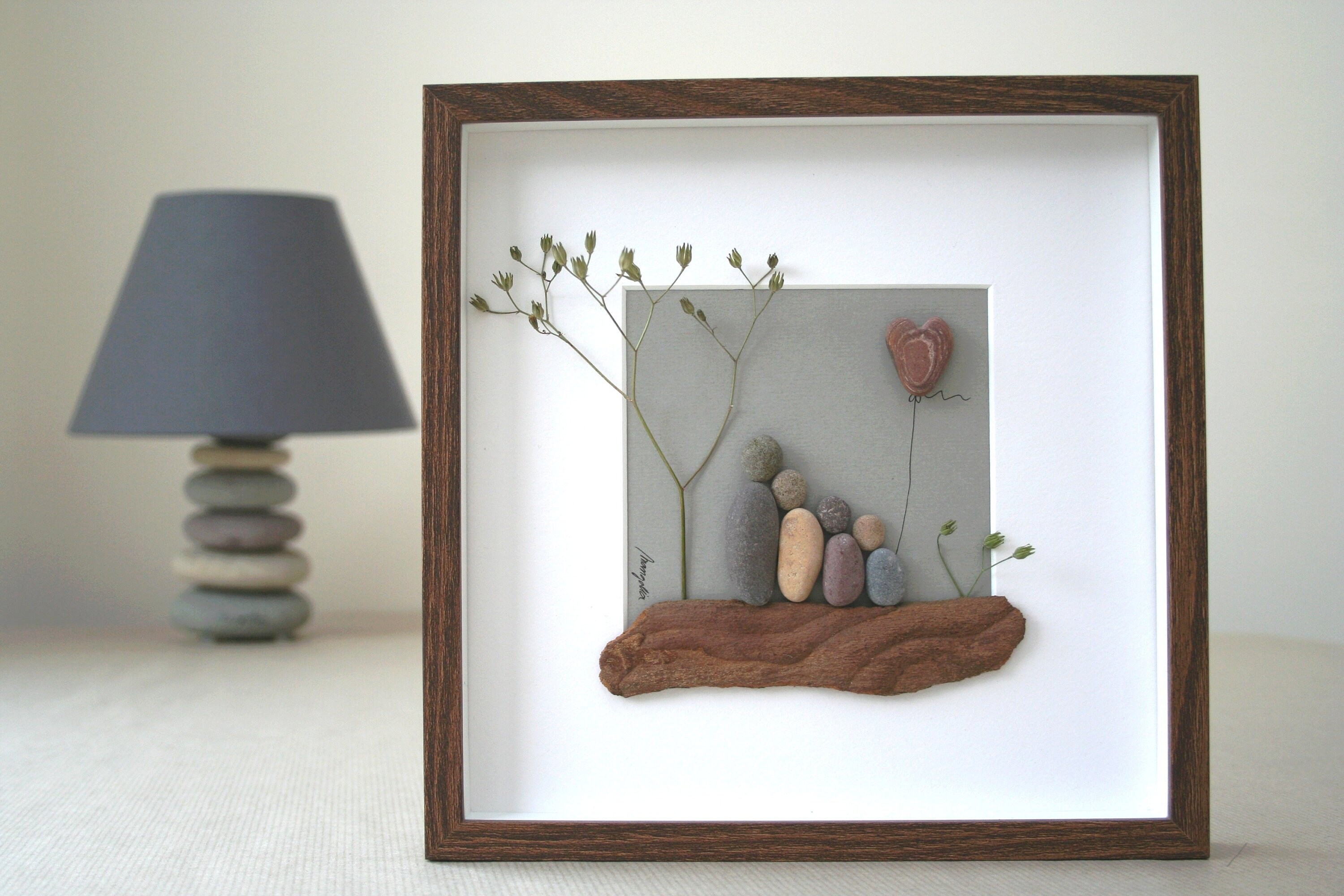 Pebble art family 4 Pebble art picture Pebble art family | Etsy