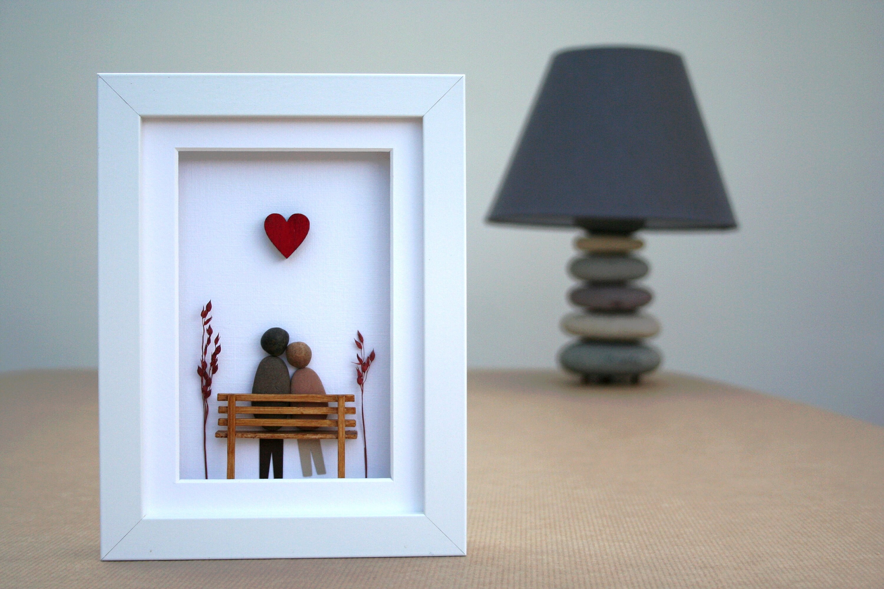 Pebble art couple Pebble art picture Pebble art family of 2 | Etsy