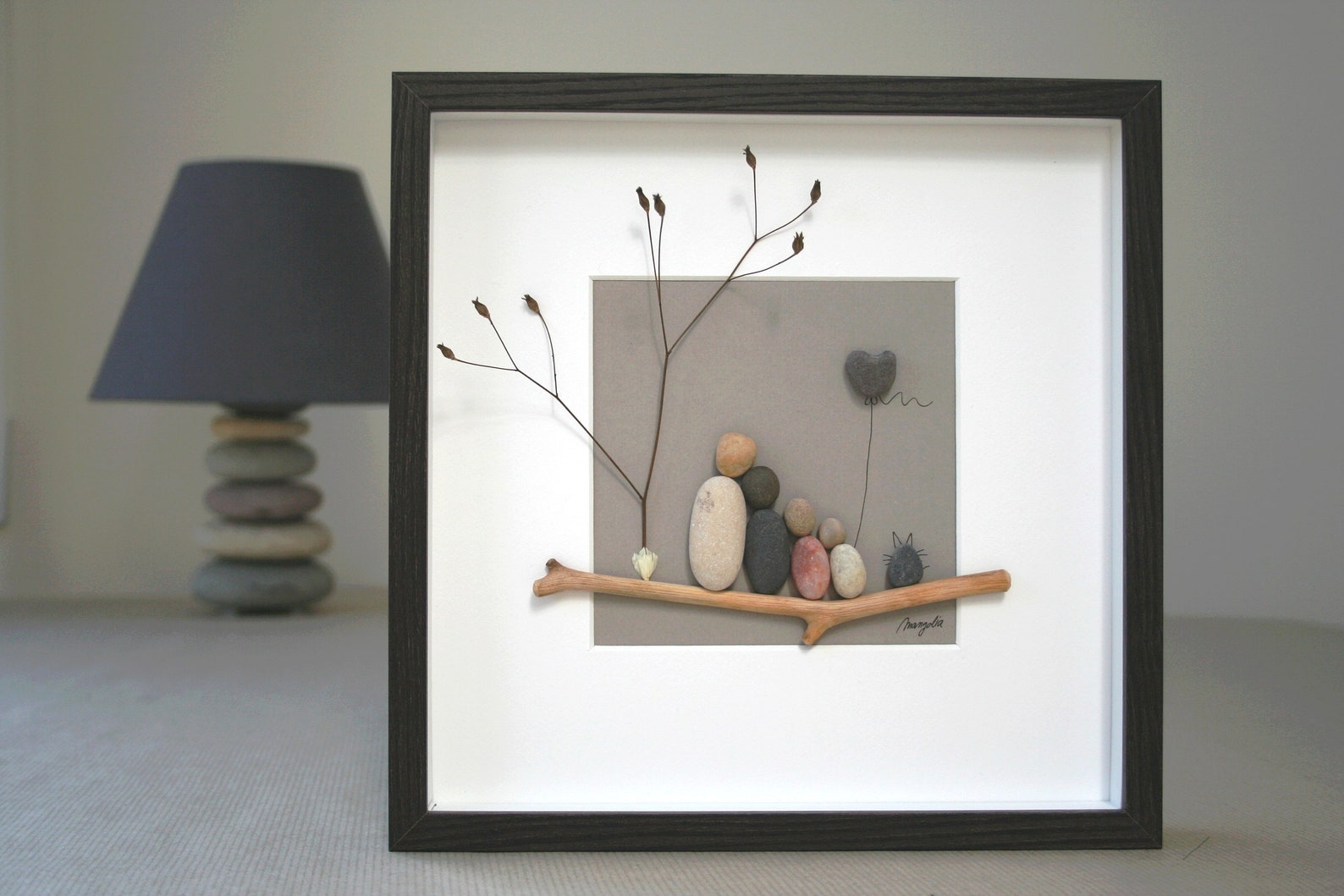 Pebble Art, Pebble Art Picture, Pebble Art Family and Cat, Pebble Art ...