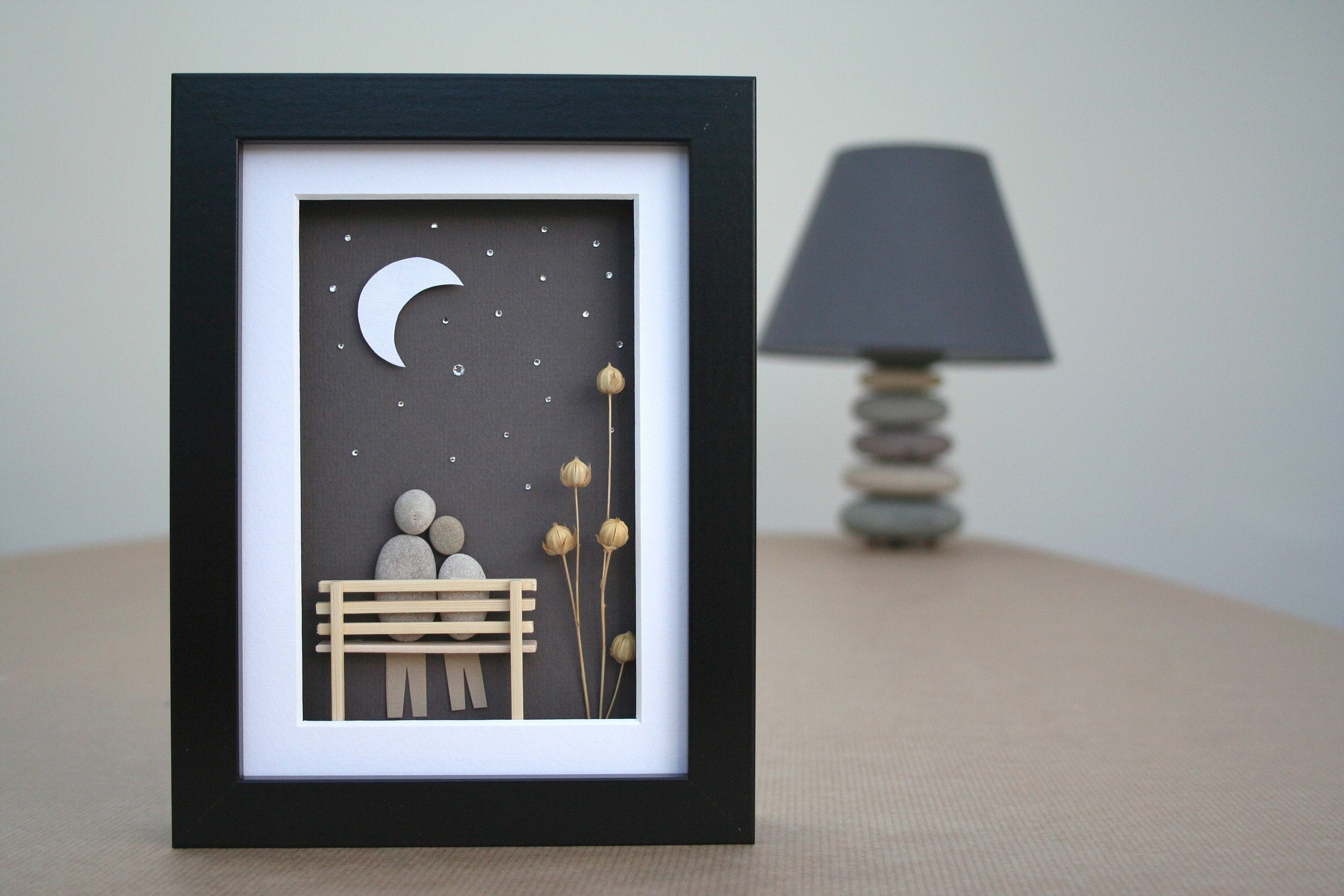 Pebble art couple Pebble art picture Pebble art family of 2 | Etsy