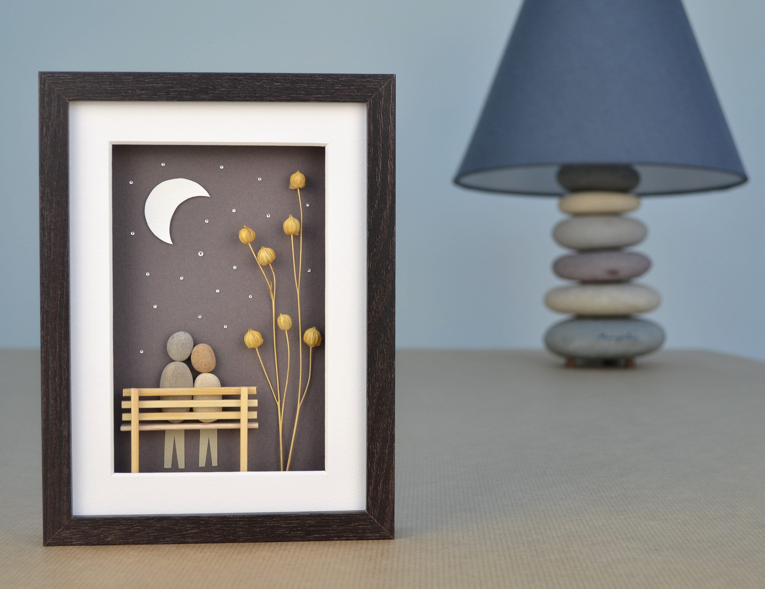 Pebble art couple Pebble art picture Pebble art family of 2 | Etsy