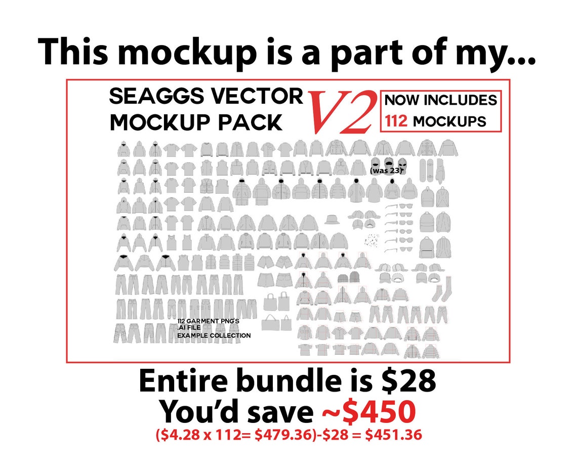 Streetwear Clothing Vector Mockup Pack Bundle 112 Mockups - Etsy