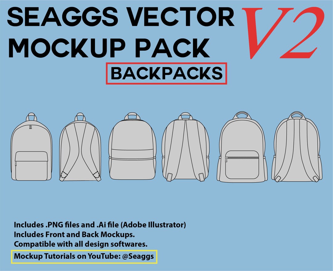 Streetwear Clothing Vector Mockup Backpack Mockups Clothing Brand ...