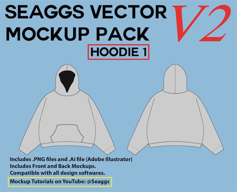 Oversized Streetwear Hoodie Clothing Vector Mockup Clothing Brand ...