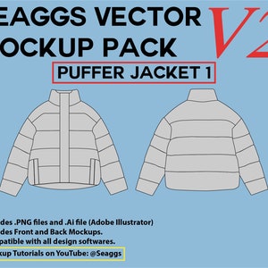 Streetwear Clothing Vector Mockup Puffer Jacket 1 Mockups - Etsy