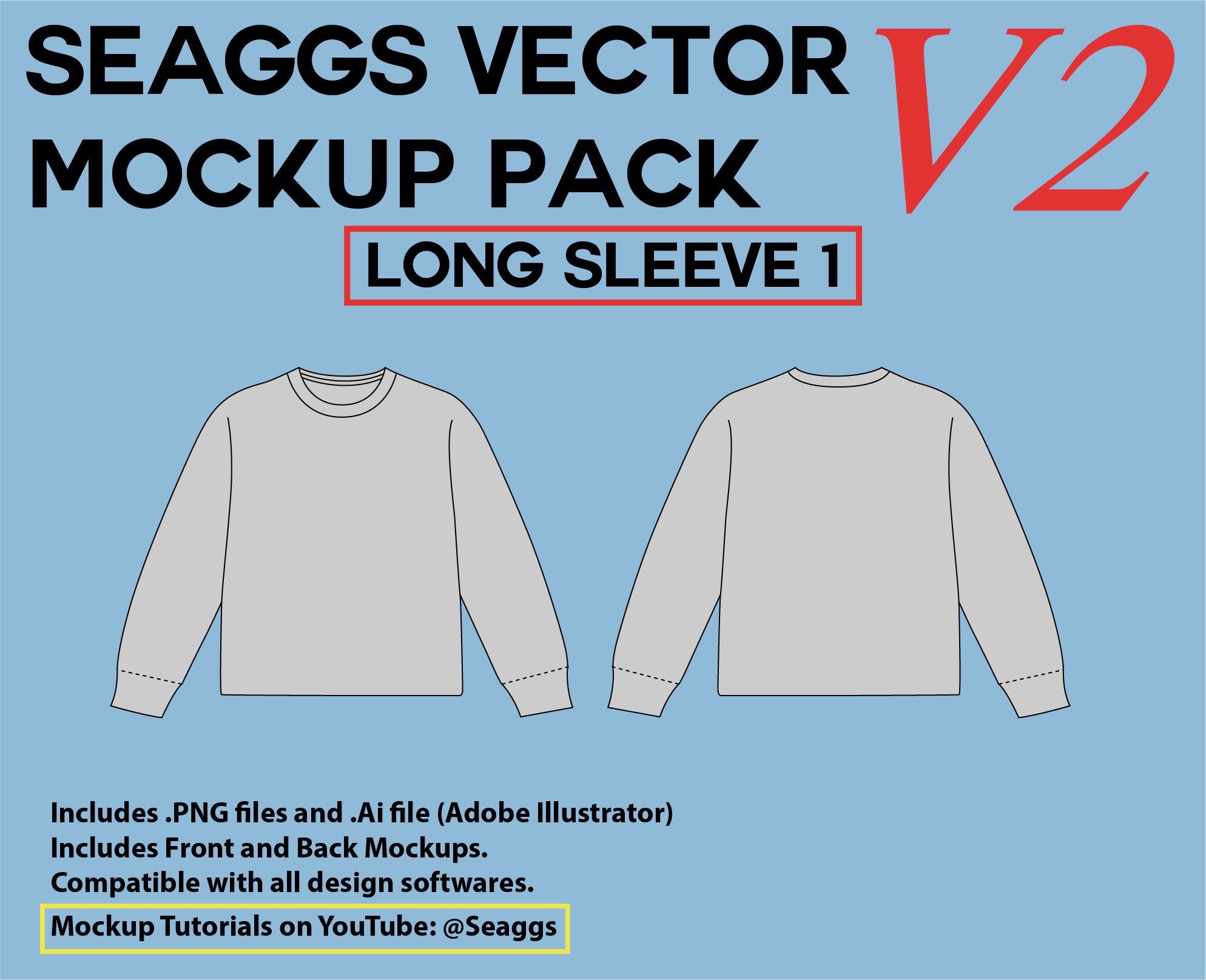 Streetwear Clothing Vector Mockup Long Sleeve 1 Mockups Clothing Brand ...