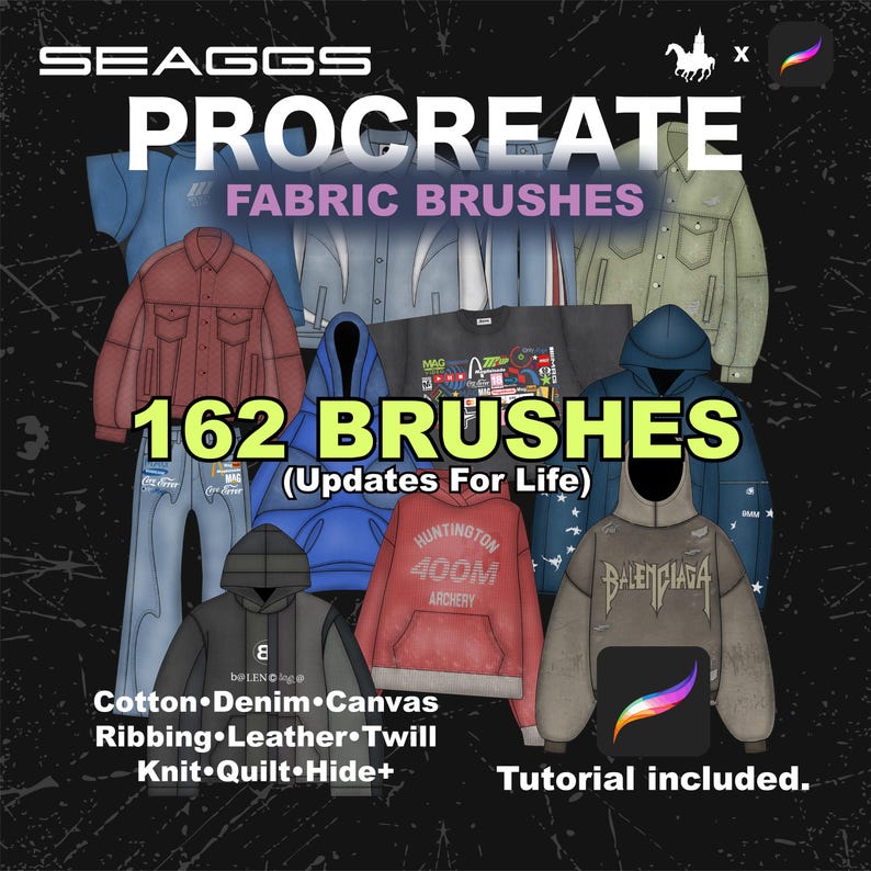 162 Procreate Fabric Brushes Streetwear Clothing Mockup Pack Clothing ...
