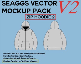 Zip-up Vector Mock-ups Streetwear Clothing Vector Mockups Techpack ...