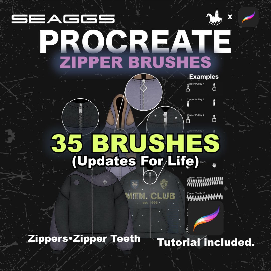 35 Procreate Zipper Brushes Streetwear Clothing Mockup Pack Clothing ...