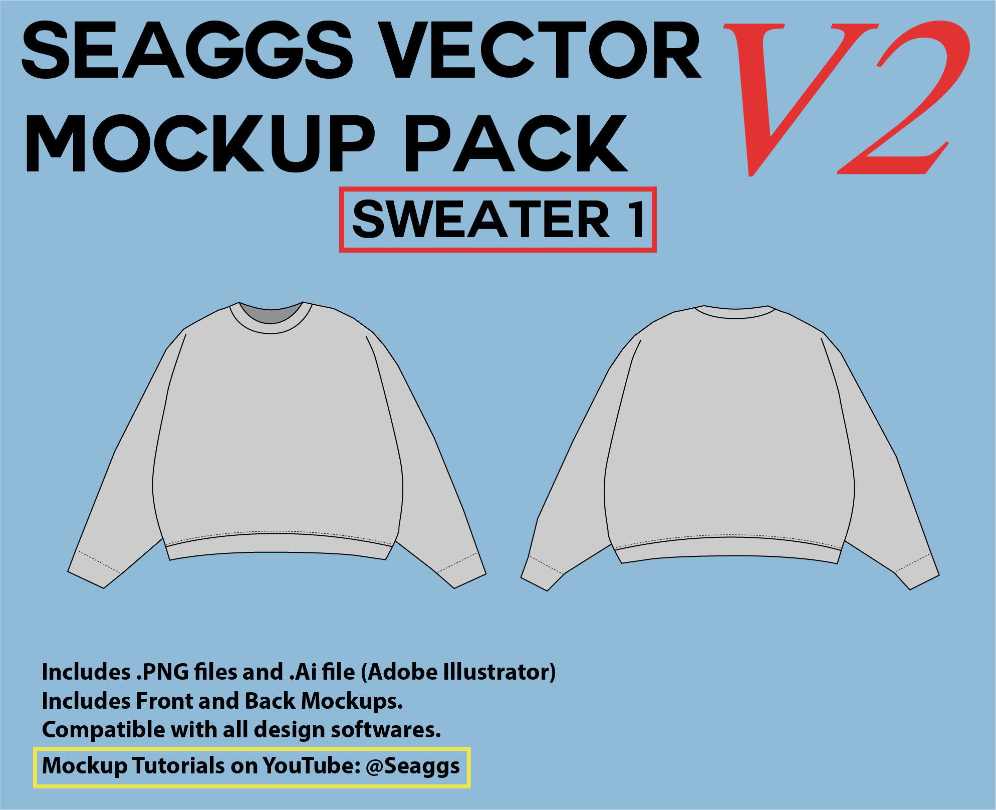 Streetwear Clothing Vector Mockup Sweater 1 Mockups Clothing Brand ...
