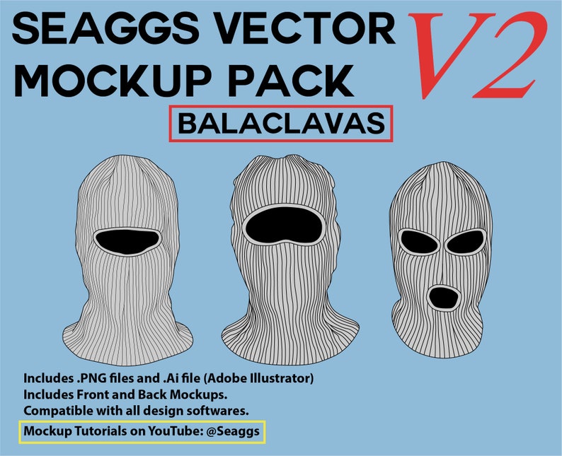 Streetwear Clothing Vector Mockup Balaclavas Mockups Clothing Brand ...
