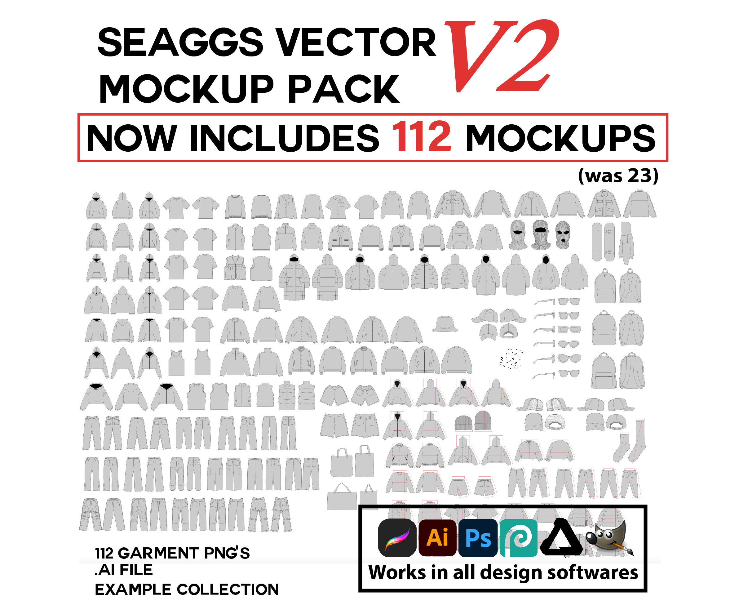 Streetwear Clothing Vector Mockup Pack Techpack 112 Mockups Clothing ...