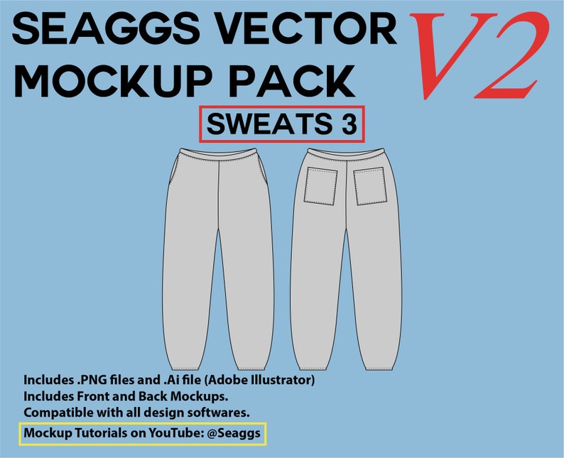 Streetwear Clothing Vector Mockup Sweats 3 Mockups Clothing Brand ...