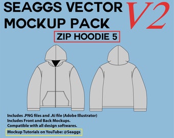 Zip-up Vector Mock-ups Streetwear Clothing Vector Mockups Techpack ...