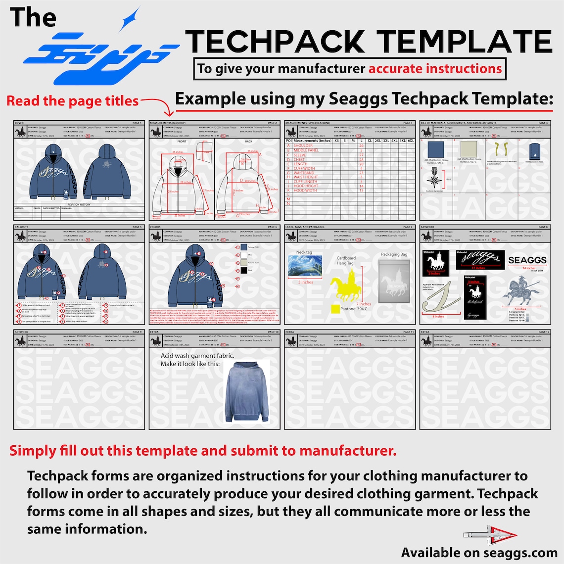 Streetwear Clothing Techpack Guide Clothing Brand Fashion Mockup ...
