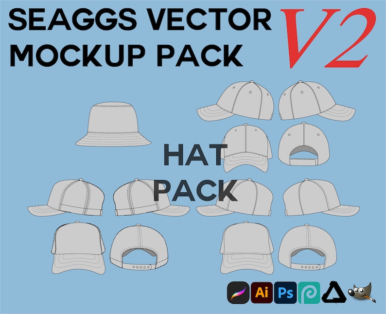 Streetwear Hats Clothing Vector Mockup Pack Bundle Clothing Brand ...