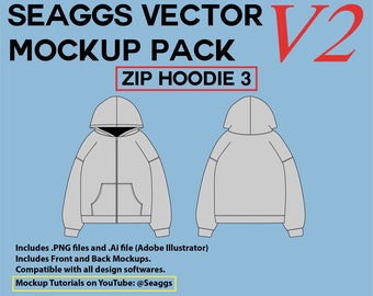 Zip-up Vector Mock-ups Streetwear Clothing Vector Mockups Techpack ...