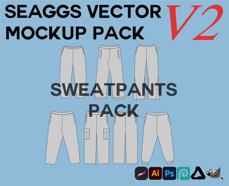 Streetwear Sweatpants Clothing Vector Mockup Pack Bundle Clothing Brand ...