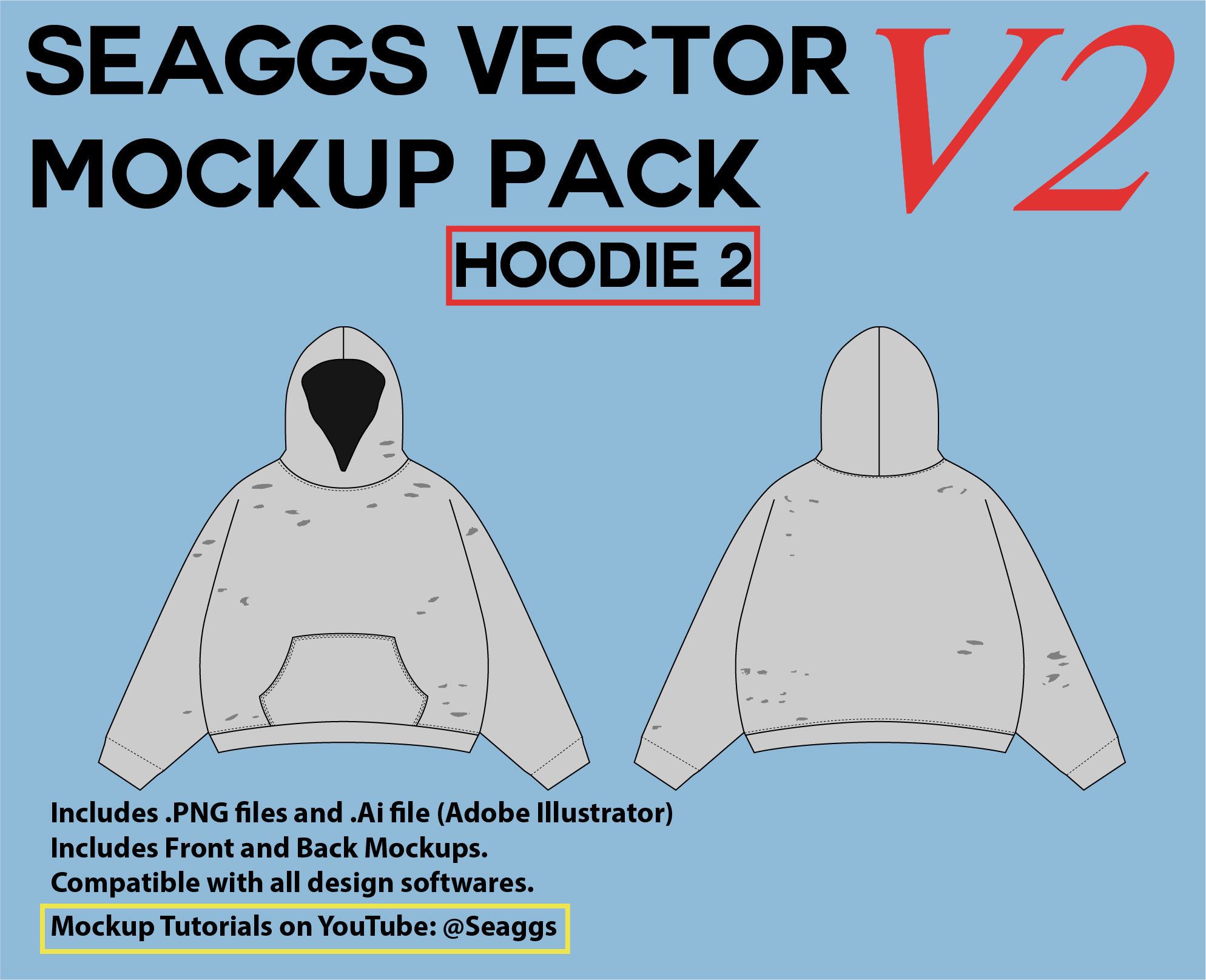 Streetwear Clothing Vector Mockup Hoodie 2 Mockups Clothing Brand ...