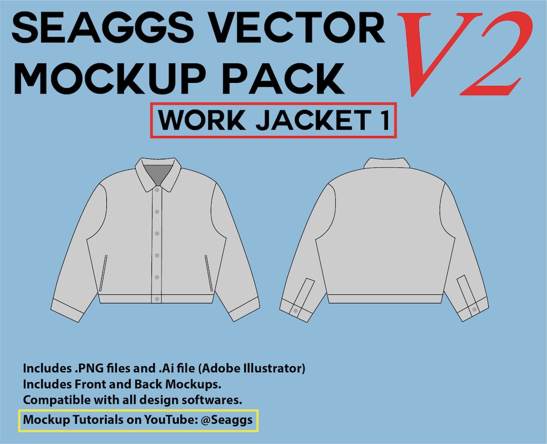 Streetwear Clothing Vector Mockup Work Jacket 1 Mockups Clothing Brand ...