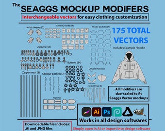 205 Mock-up Attachments Streetwear Clothing Vector Pack Techpack ...