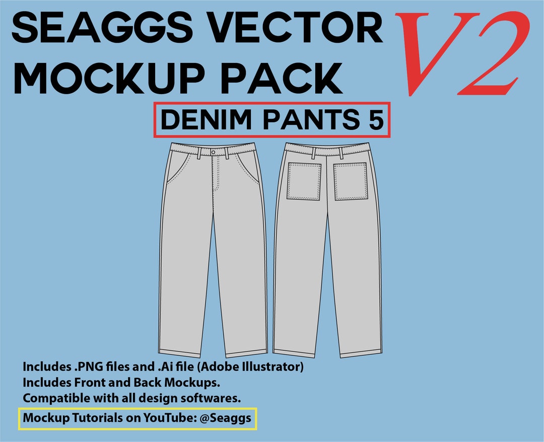 Streetwear Clothing Vector Mockup Denim Pants 5 Mockups Clothing Brand ...