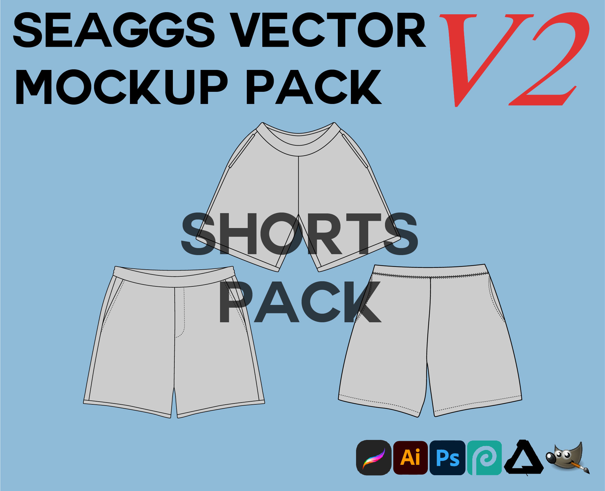 Streetwear Shorts Clothing Vector Mockup Pack Bundle Clothing Brand ...