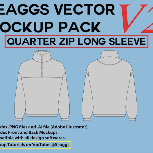 Quarter Zip Template - Etsy