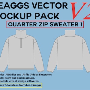 Streetwear Clothing Vector Mockup Quarter Zip Sweater 1 Clothing Brand ...