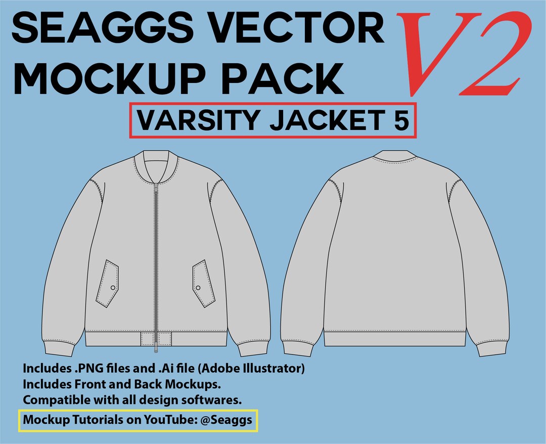 Varsity Jacket Vector Mockup: Streetwear Clothing Design Tool (adobe ...
