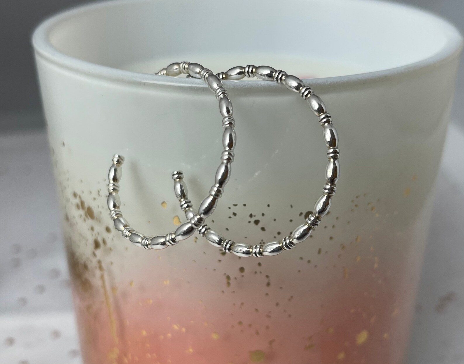 Oval and Rondelle Hoops, Creole Earrings, Fancy Hoops, Real Silver ...